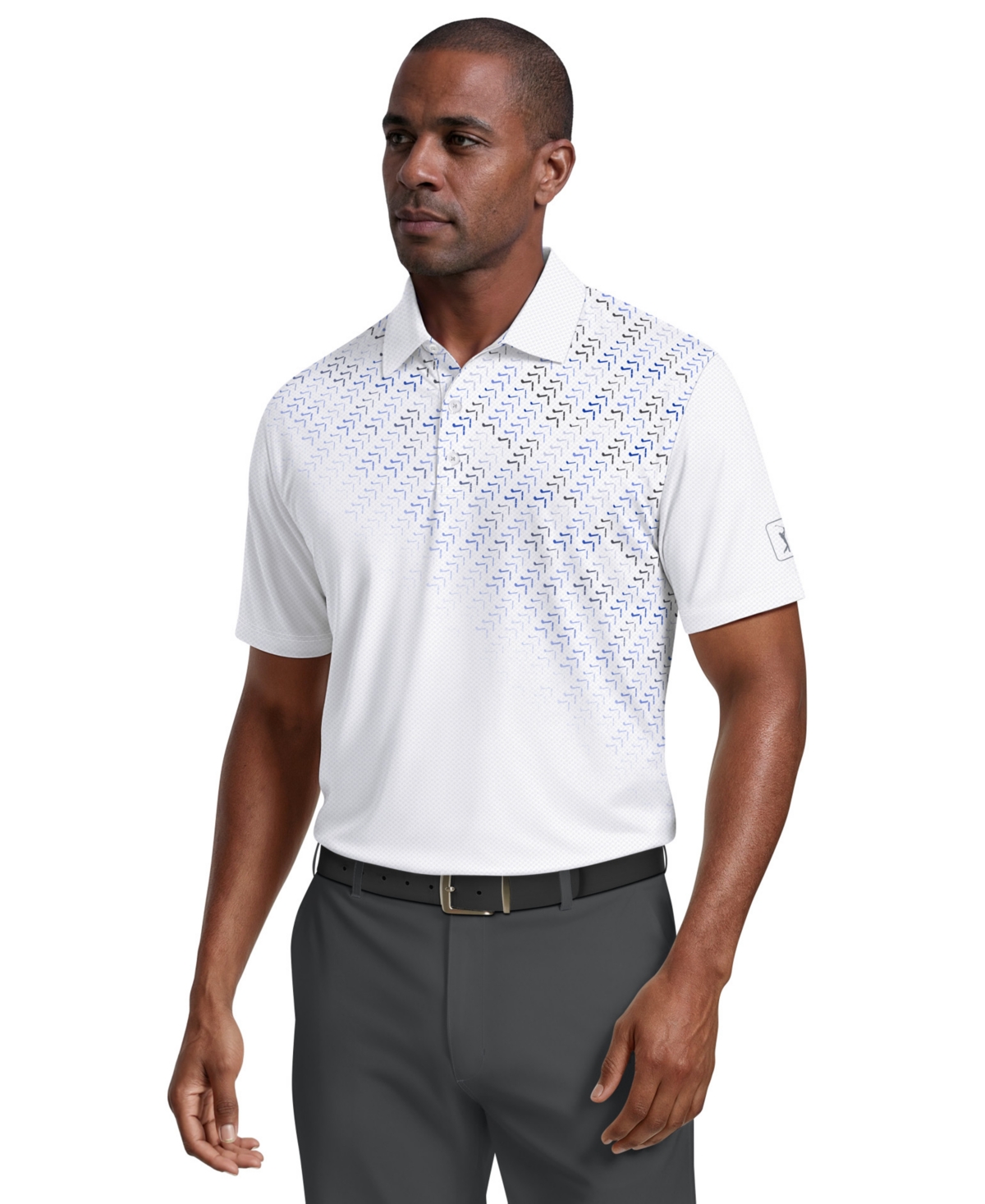 Click here for Pga Tour Mens Asymmetrical Print Golf Polo Shirt -... prices