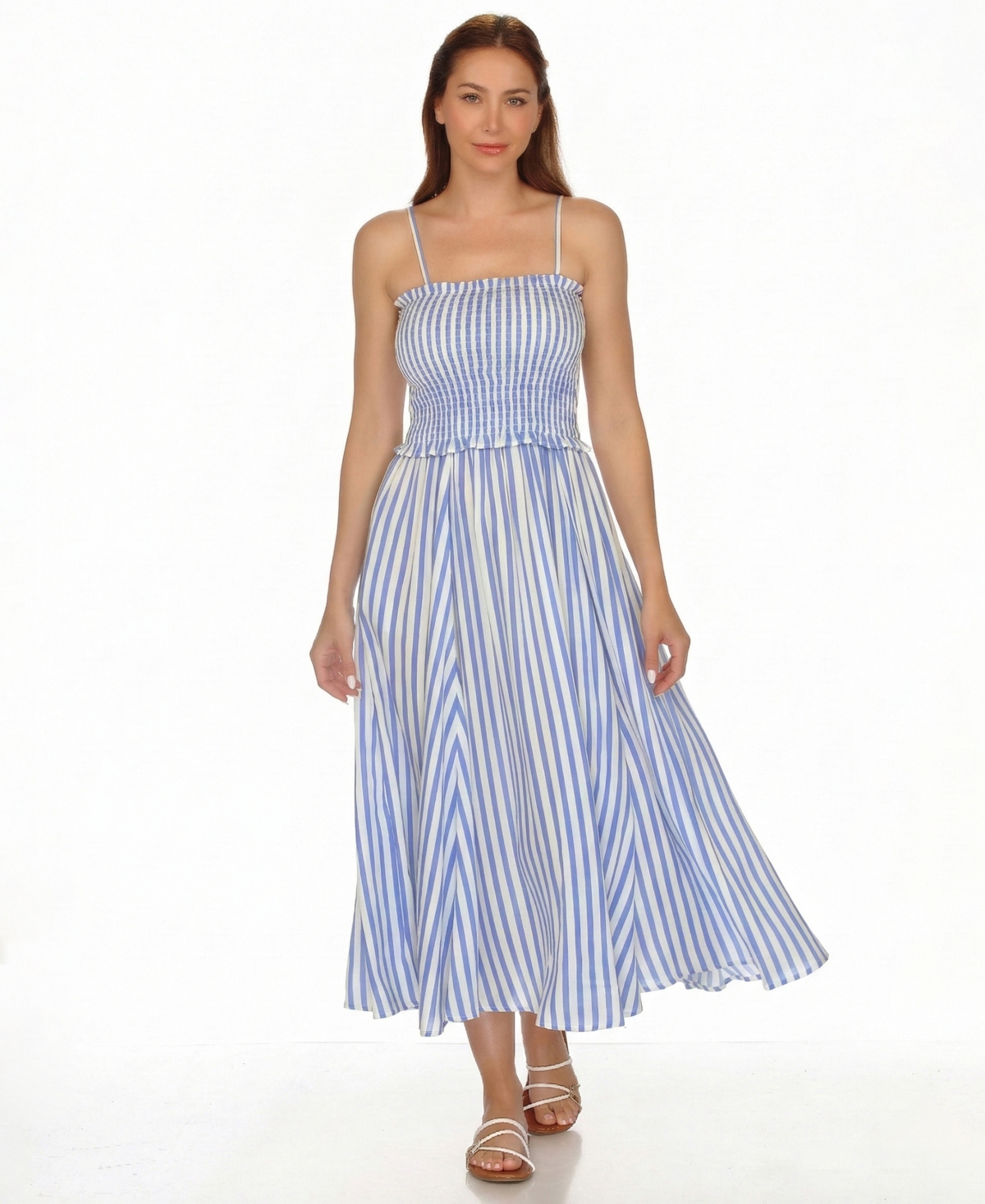 Click here for Raviya Womens Striped Smocked Midi Swim Dress - Bl... prices