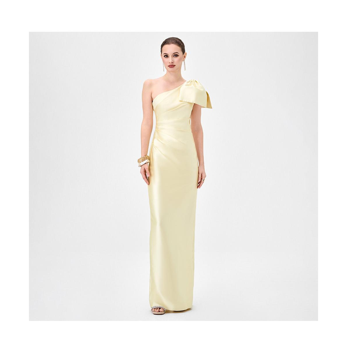 Click here for Bariano Womens Aramy One Shoulder Bow Gown - Yello... prices