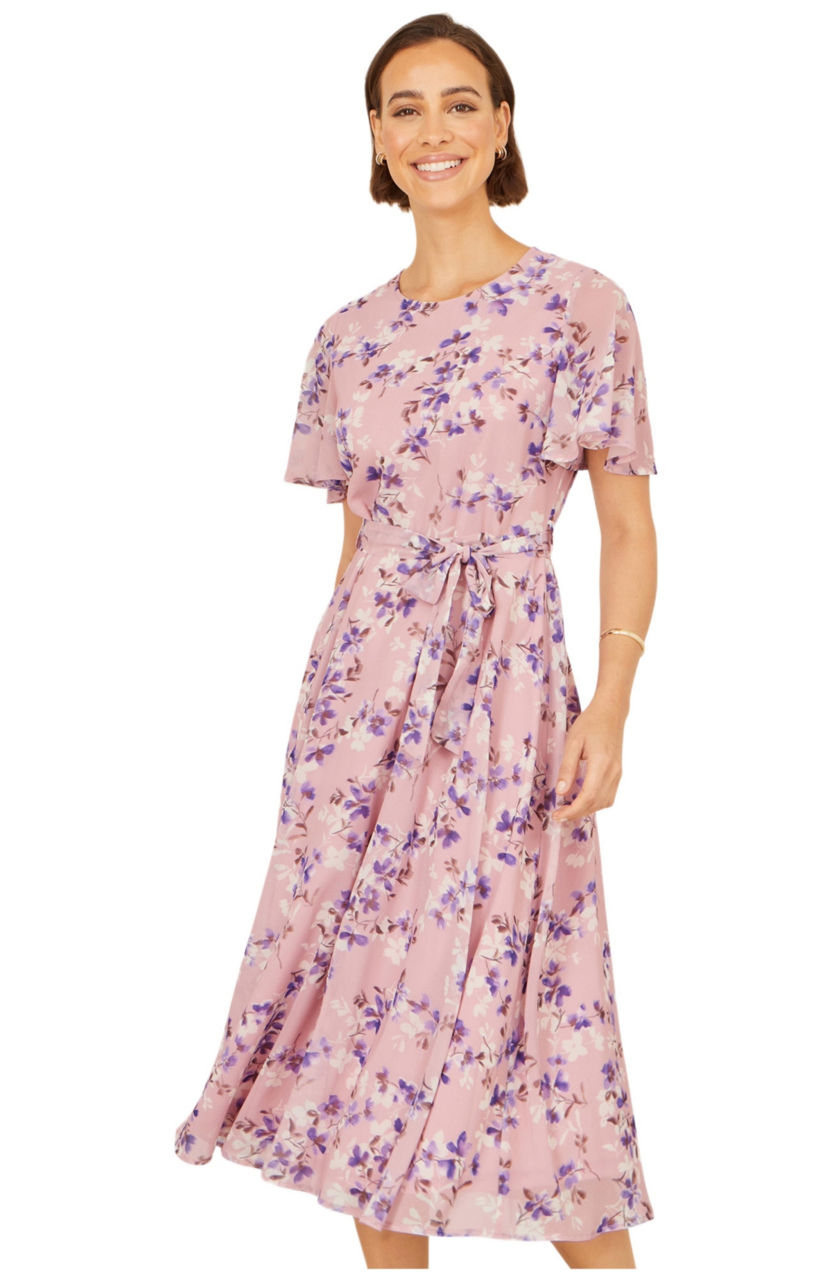 Click here for Yumi Womens Blossom Print Midi Skater Dress - Pink prices