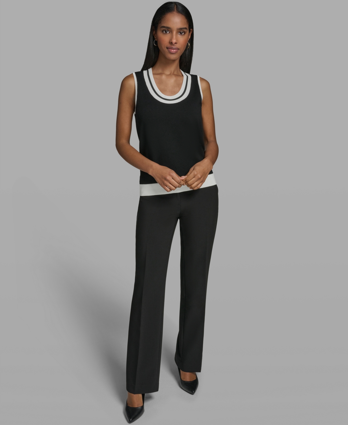 Click here for Karl Lagerfeld Womens Scoop-Neck Sleeveless Knit T... prices