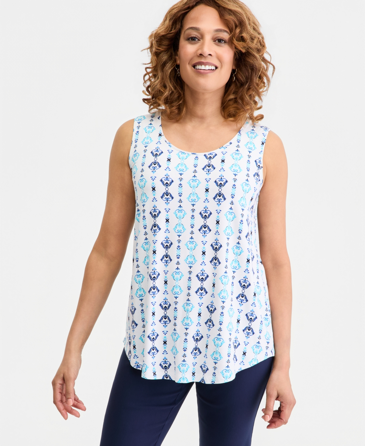 Click here for Jm Collection Womens Printed Scoop-Neck Sleeveless... prices