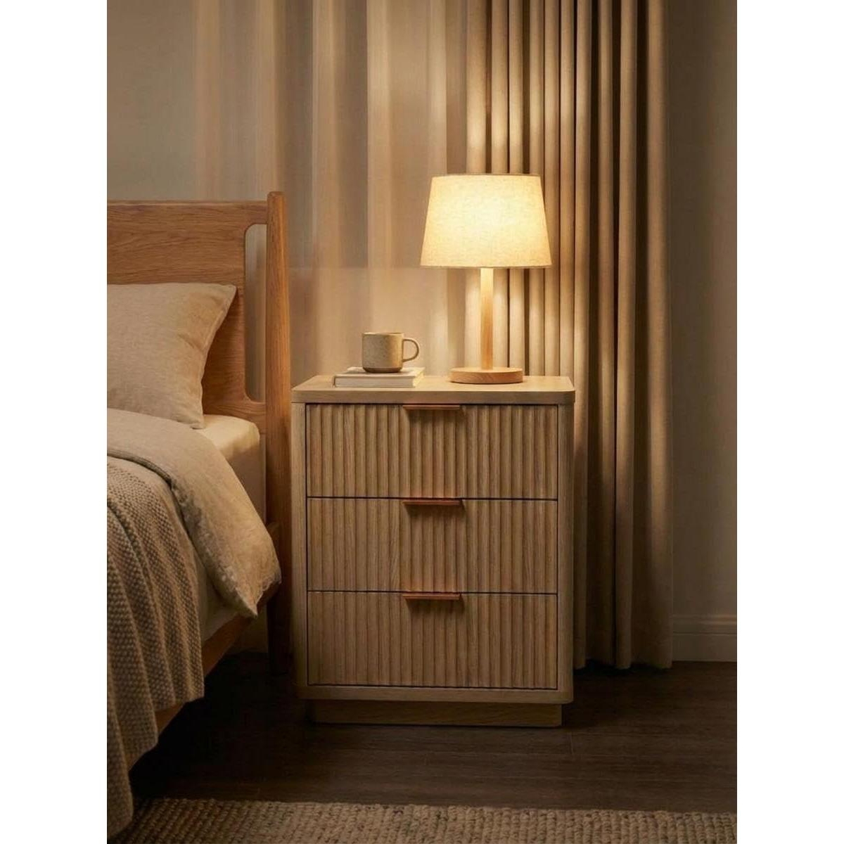 Click here for gaomon Nightstand with 3 Drawers - Natural prices