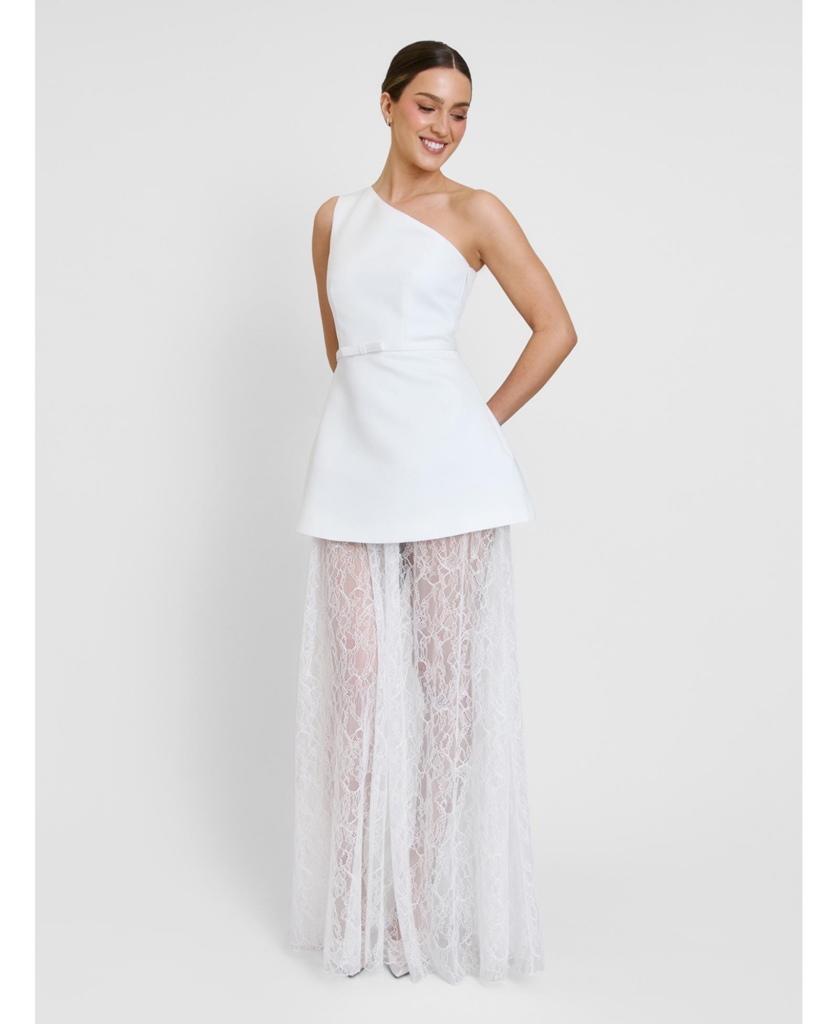 Click here for Six Stories Womens One Shoulder Satin Lace Skirt D... prices