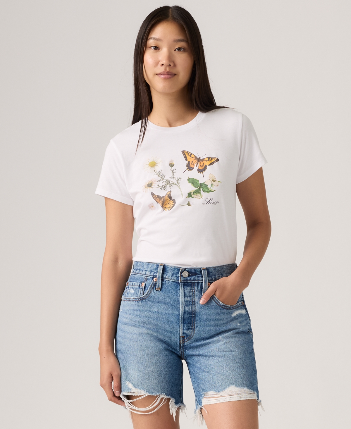 Click here for Levis Womens Perfect Graphic Logo Cotton T-shirt -... prices