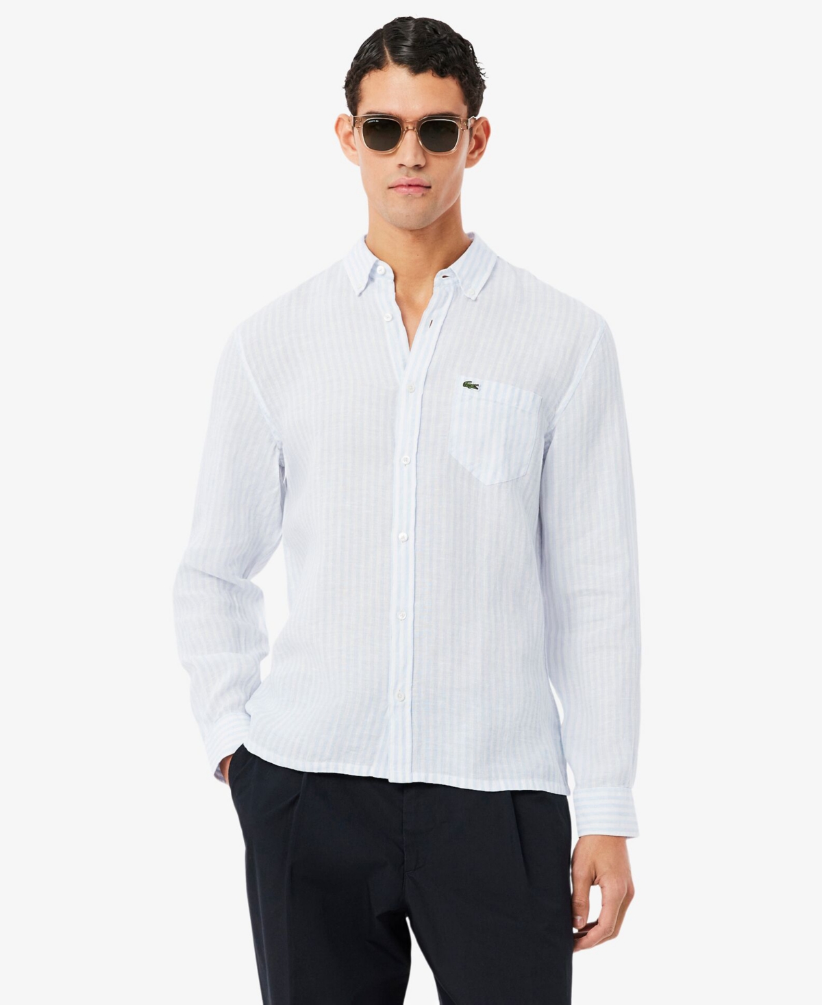 Click here for Lacoste Mens Regular-Fit Striped Long-Sleeve Shirt... prices