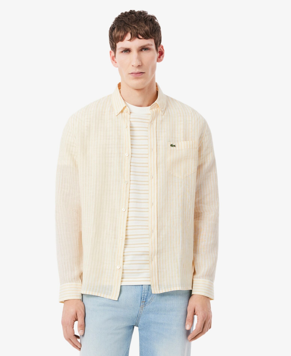 Click here for Lacoste Mens Regular-Fit Striped Long-Sleeve Shirt... prices