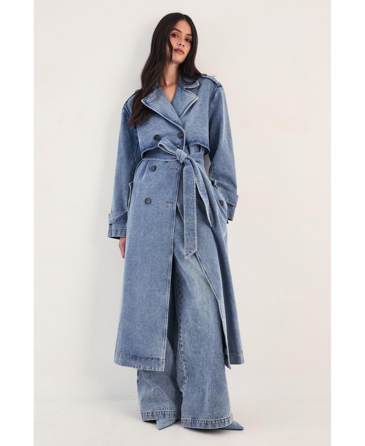 Click here for Nasty Gal Womens Double Breasted Denim Trench Coat... prices