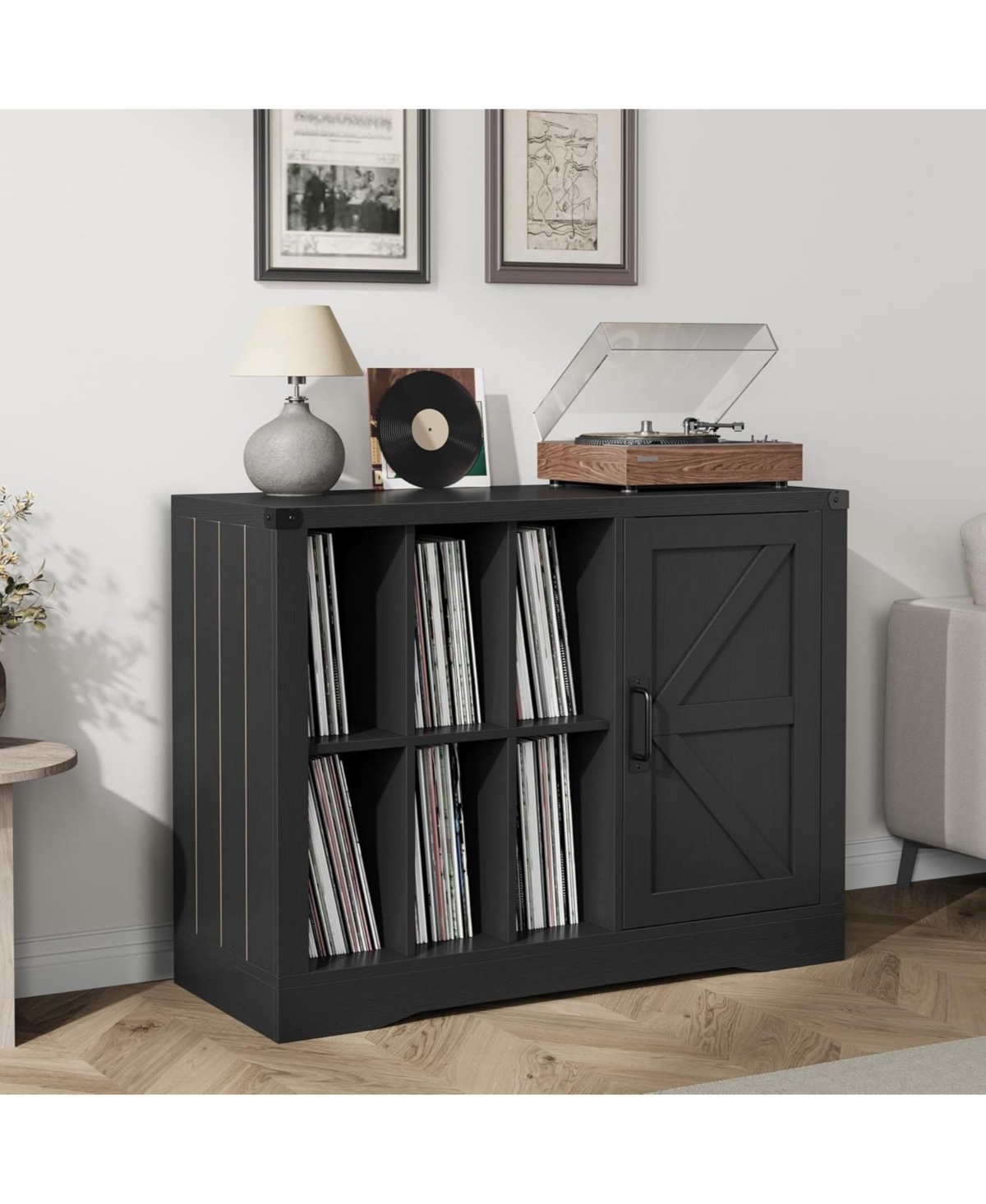 Click here for gaomon Farmhouse Record Player Stand with Barn Doo... prices