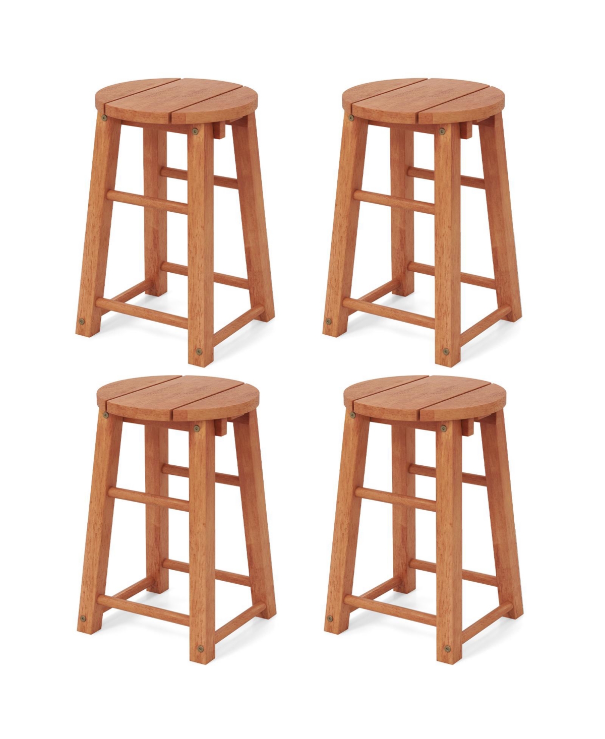 Click here for Gymax Outdoor Wood Bar Stools Set of 4 w/Round Sea... prices