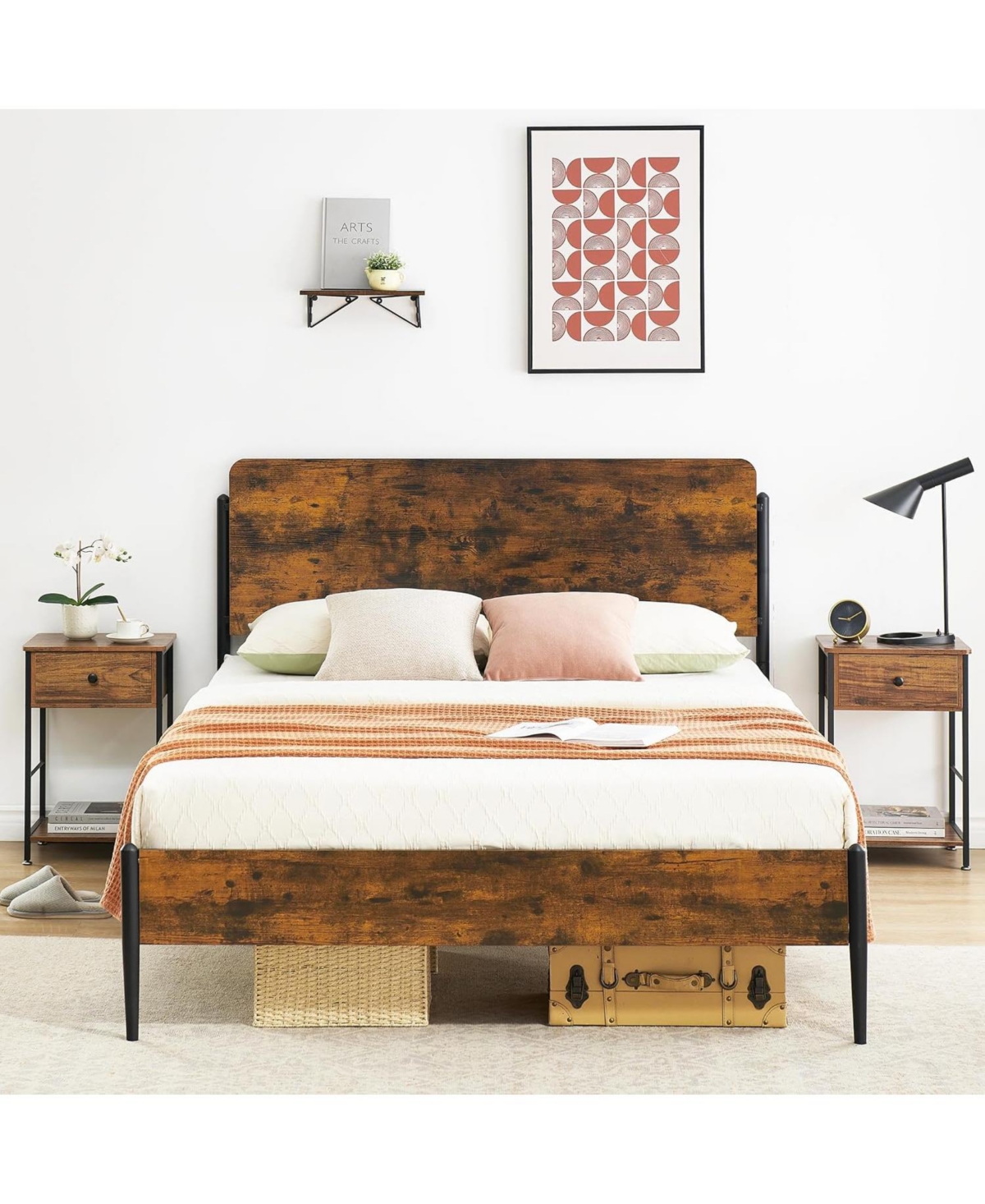 Click here for gaomon Full Platform Bed Frame with Rustic Wood He... prices