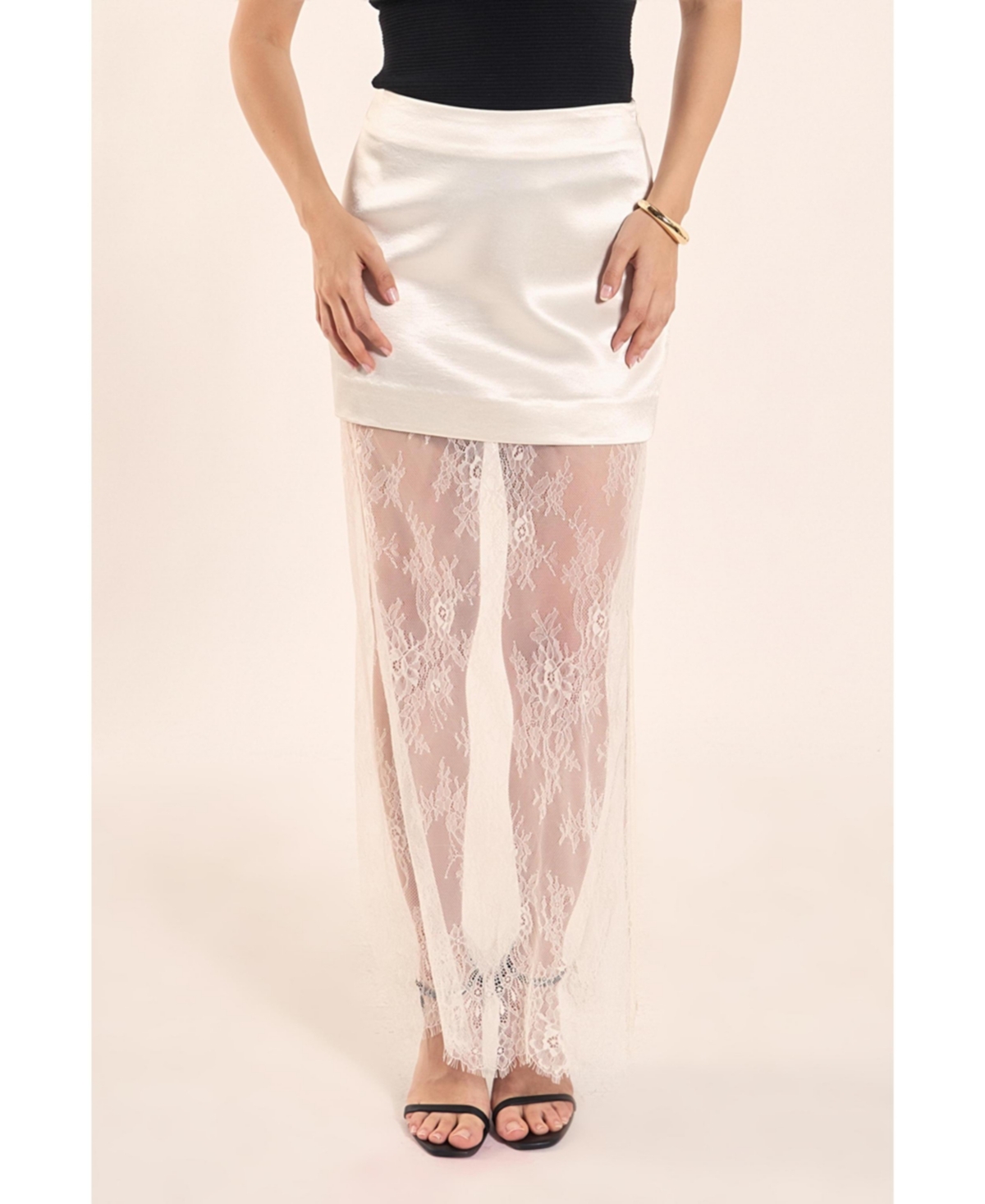 Click here for endless rose Womens Satin Velvet Maxi Lace Skirt -... prices