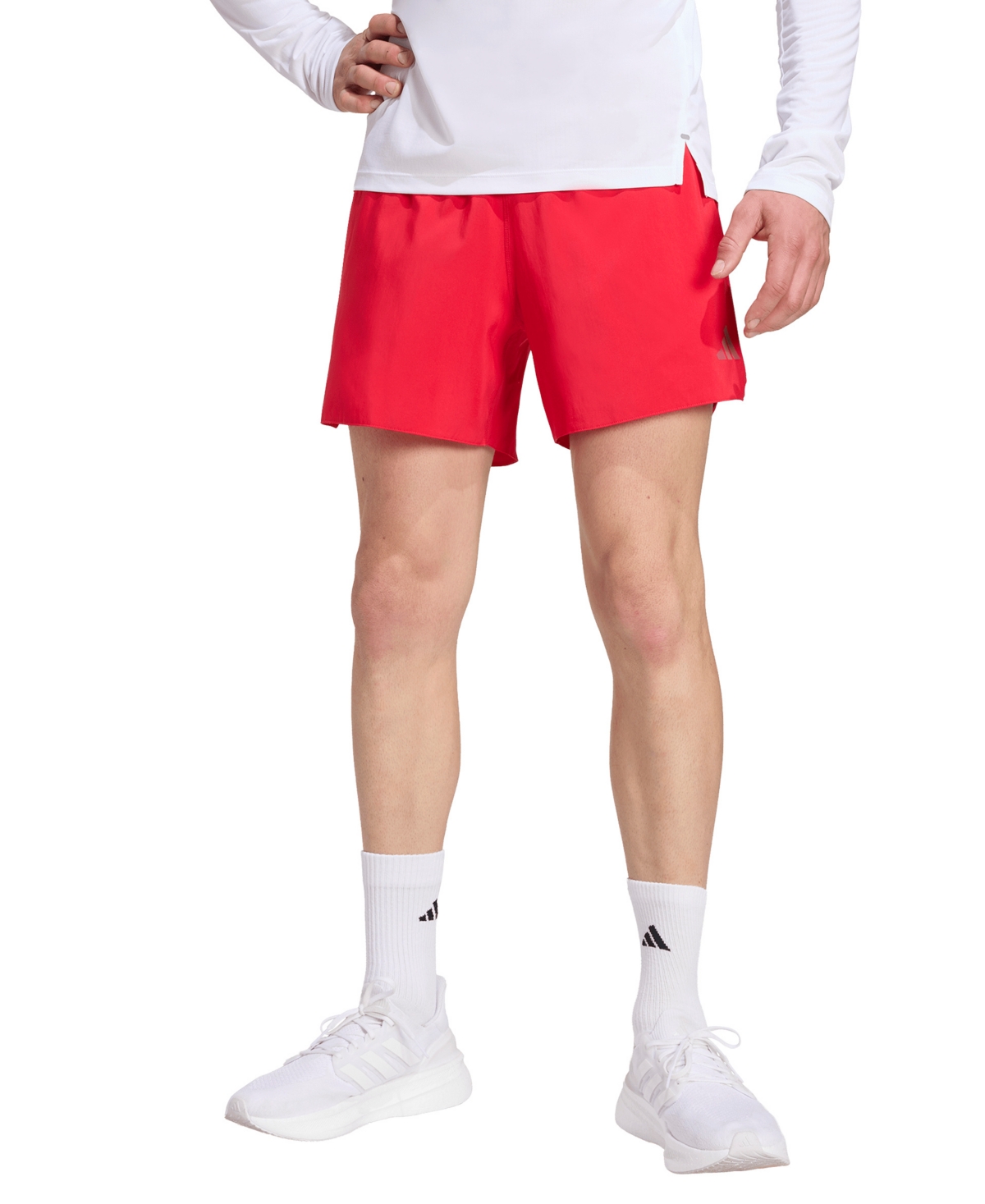 Click here for adidas Mens Regular-Fit Running Shorts - Ruby Red prices