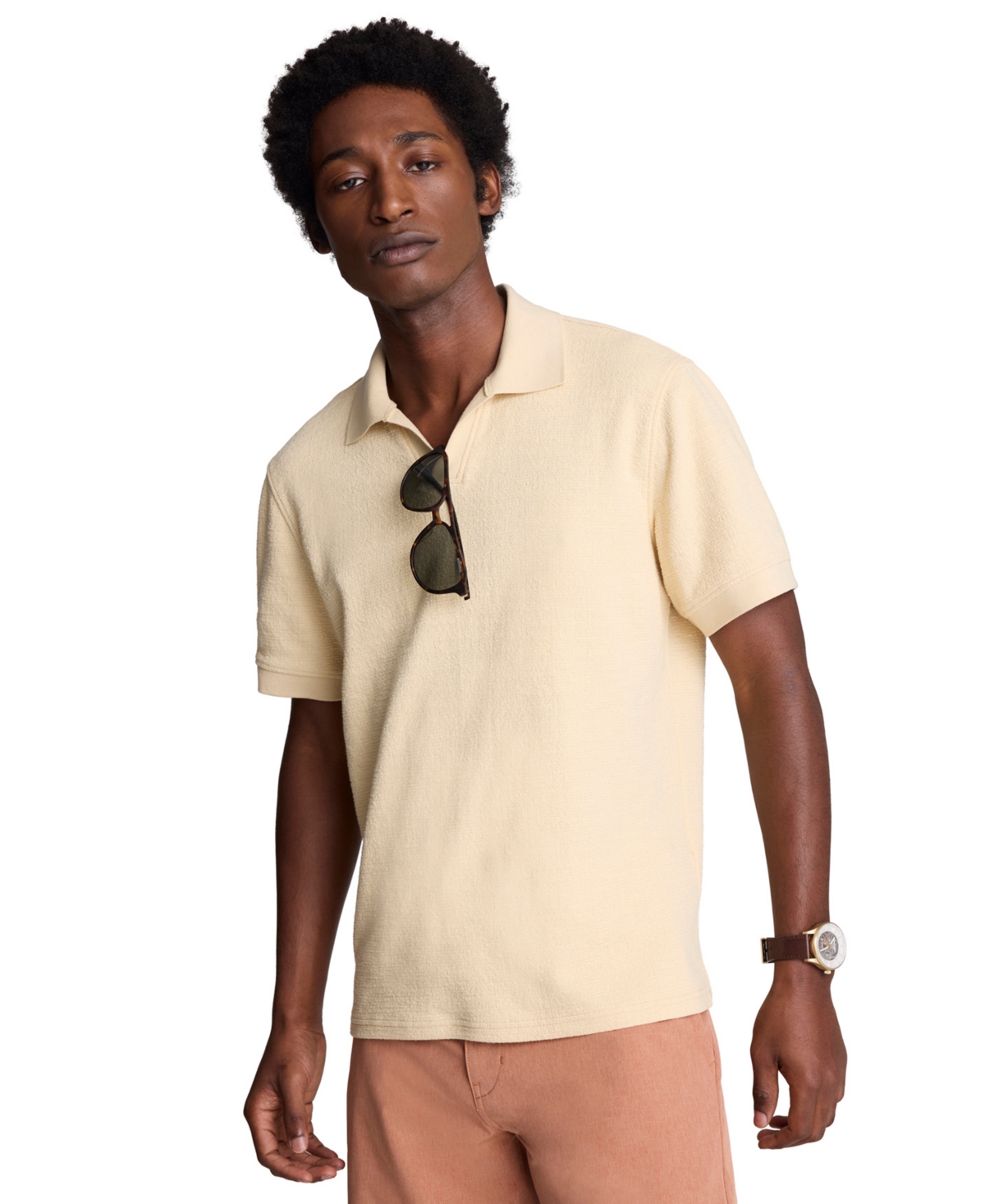 Click here for Kenneth Cole Mens Johnny Collar Polo Shirt - Cream prices