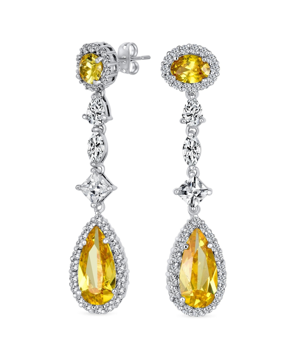 Click here for Bling Jewelry Canary Yellow Royal Halo Cz Teardrop... prices