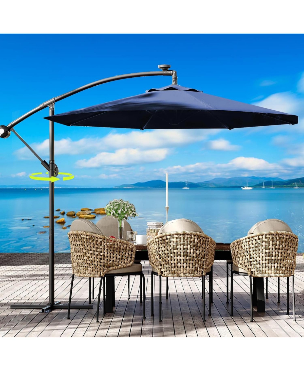 Click here for gaomon Offset Patio Umbrella with Base  Rotation C... prices