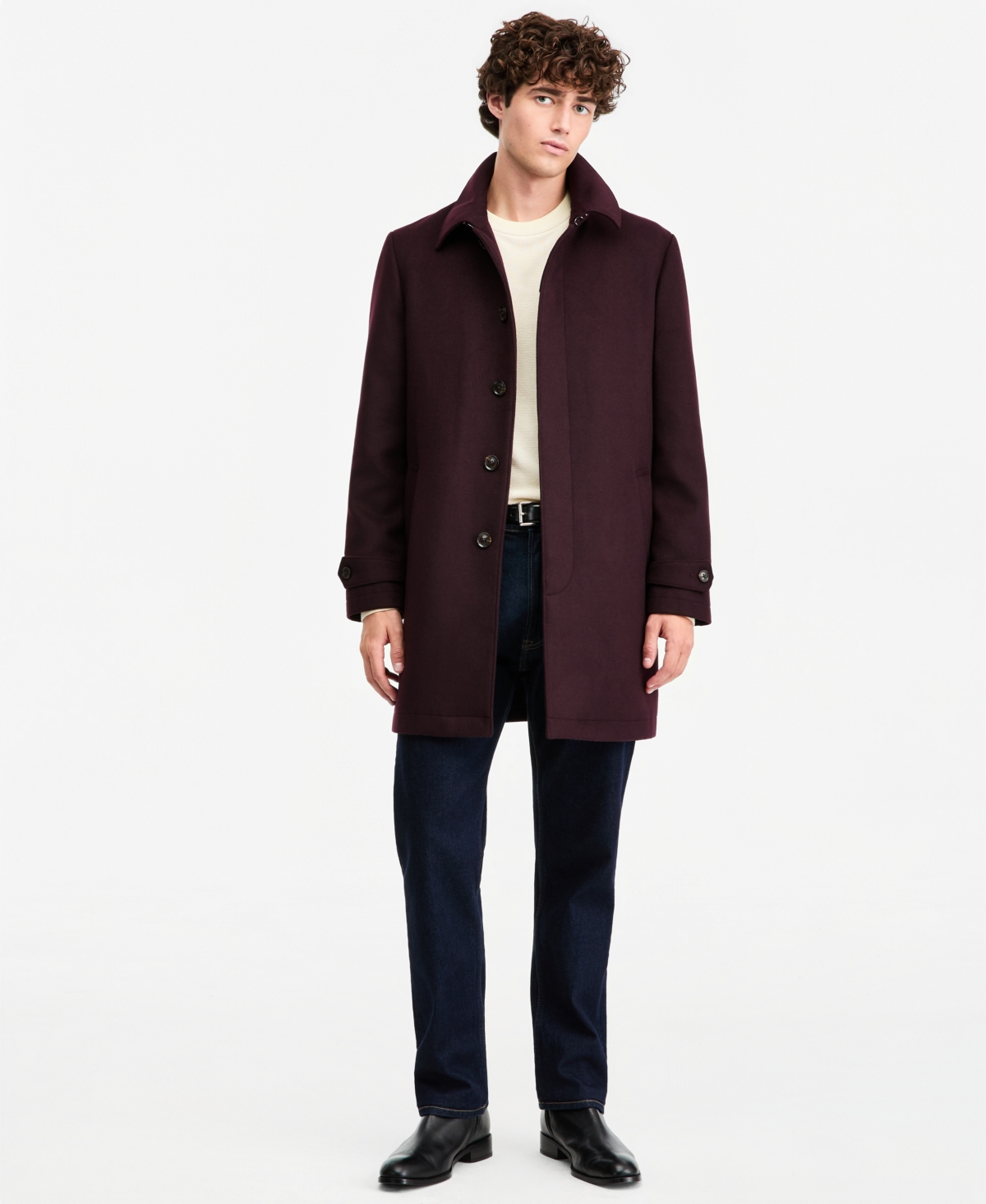 Click here for Tommy Hilfiger Mens Modern Fit Overcoat - Burgundy prices