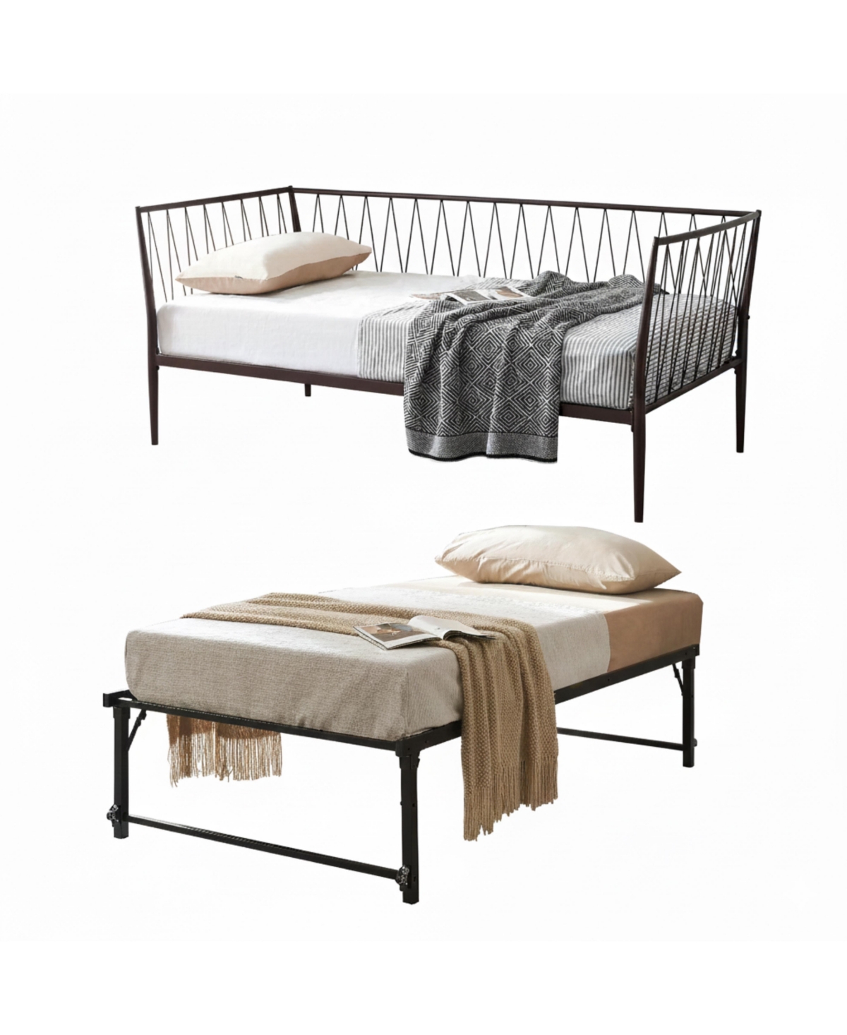 Click here for Kings Brand Furniture Bella Metal Day Bed with Tru... prices