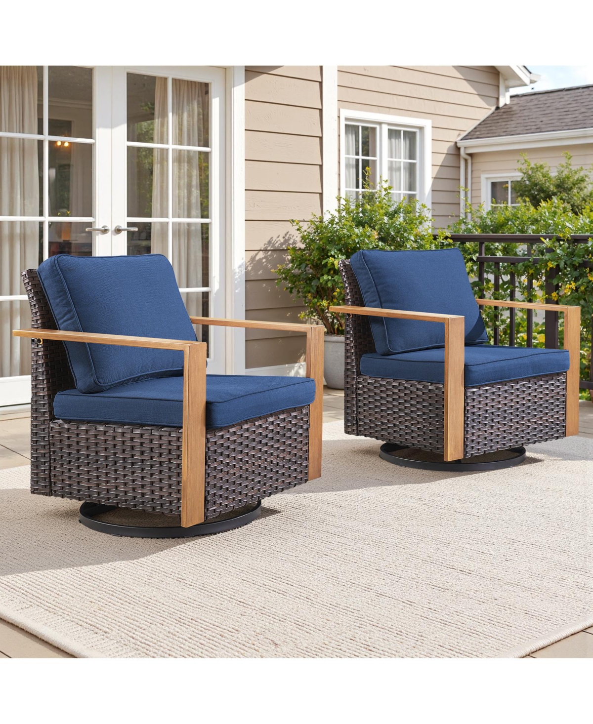 Click here for Gymojoy Outdoor Swivel Chairs Set of 2 Patio Wicke... prices