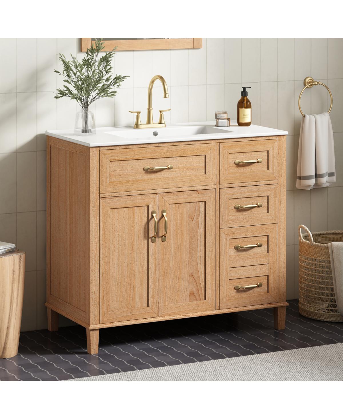 Click here for Sillysis 36" Modern Natural Bathroom Vanity w... prices