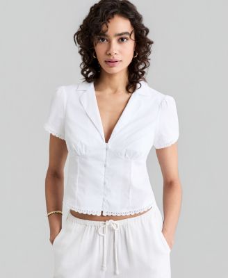 Click here for Now This Womens Lace Trim Fitted Cotton Shirt Macy... prices