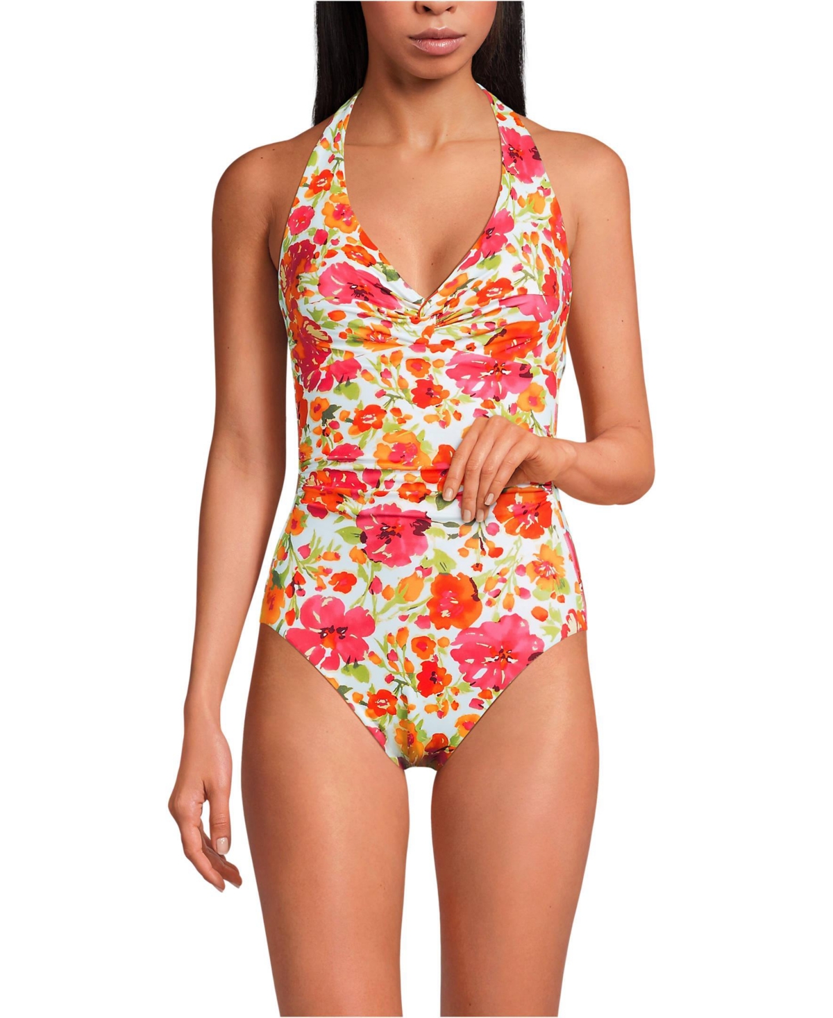 Click here for Lands End Womens Knot Twist Halter One Piece - Mul... prices