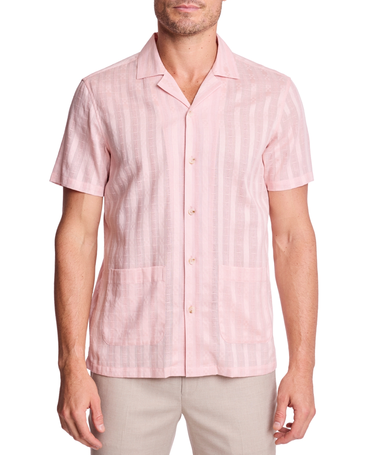 Click here for Paisley & Gray Mens Striped Camp Collar Shirt - Pi... prices