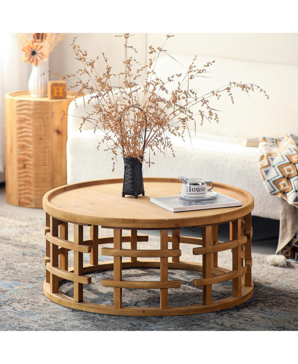 Click here for Streamdale Furniture Round Boho Coffee Table - Rus... prices