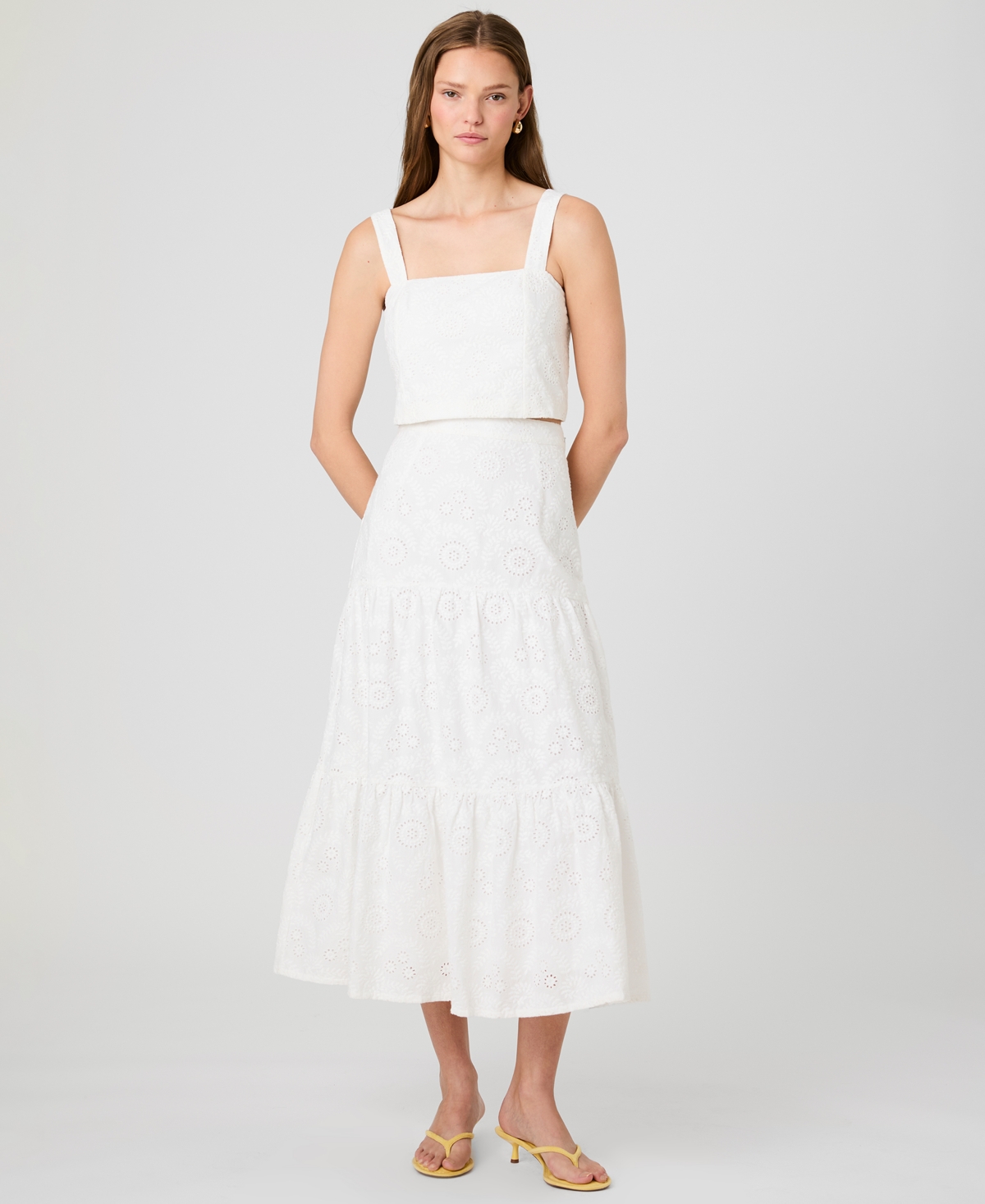 Click here for French Connection Womens Square-Neck Floral Eyelet... prices