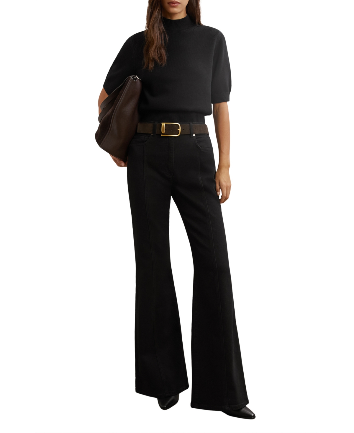 Click here for Reiss Womens Cotton and Wool Funnel-Neck Knit Top... prices