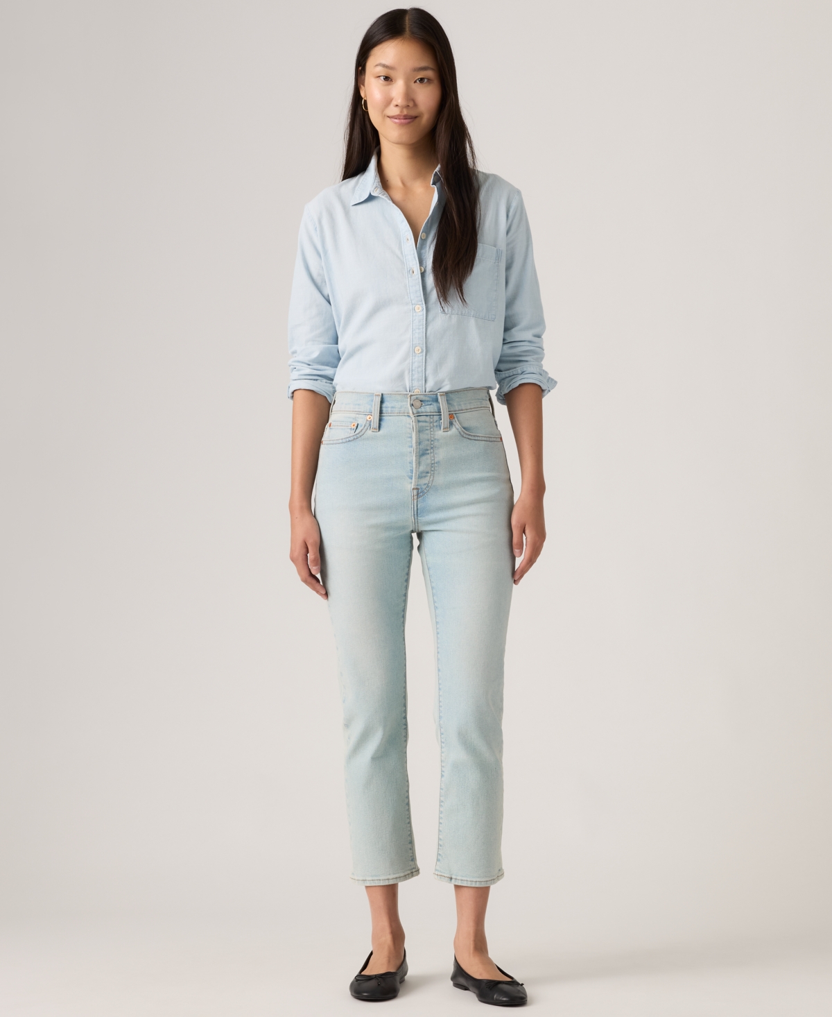 Click here for Levis Womens Wedgie Straight-Leg High Rise Cropped... prices