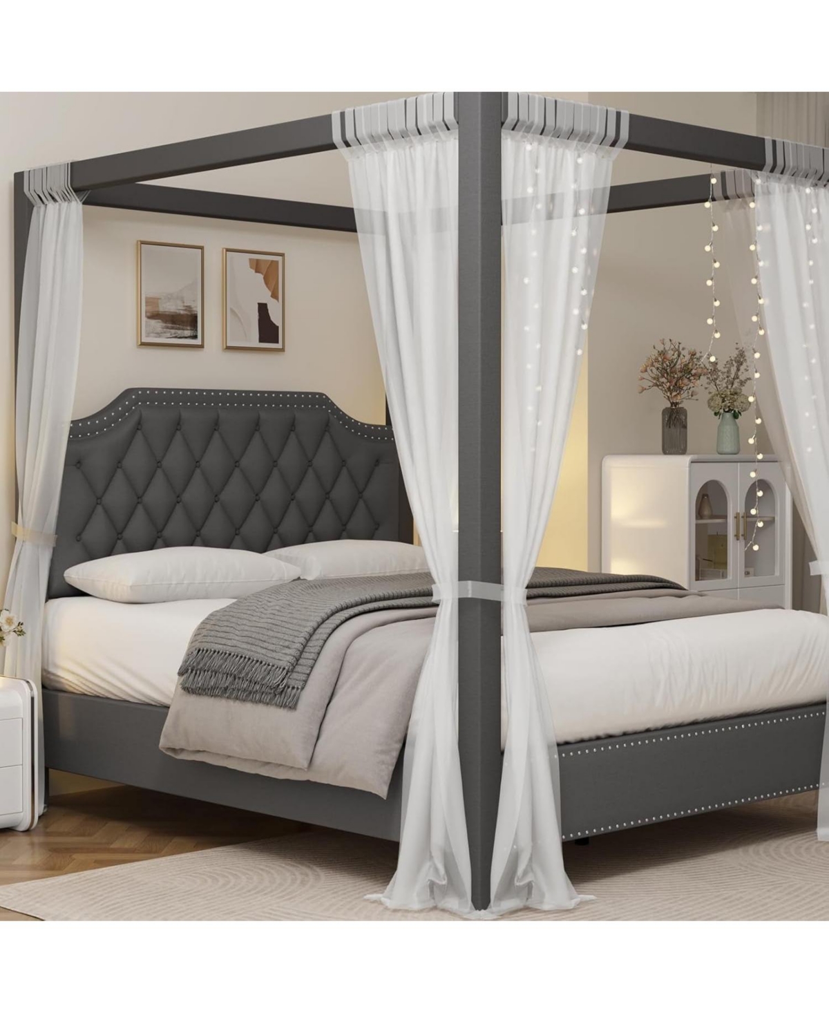 Click here for gaomon Bed Frame with Headboard Button Tufted Nail... prices