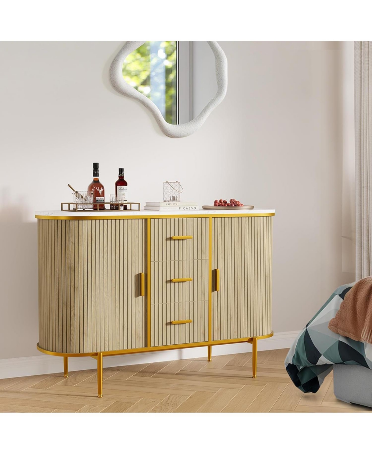 Click here for gaomon 50" Mid Century Fluted Buffet Cabinet... prices