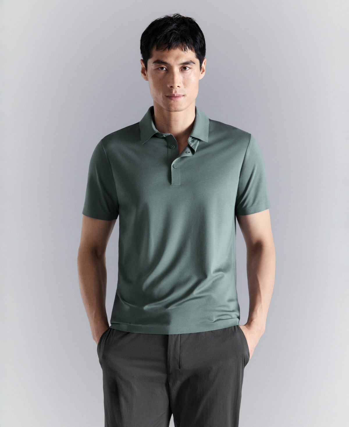 Click here for Mango Mens Comfort Stretch Button Polo Shirt - For... prices