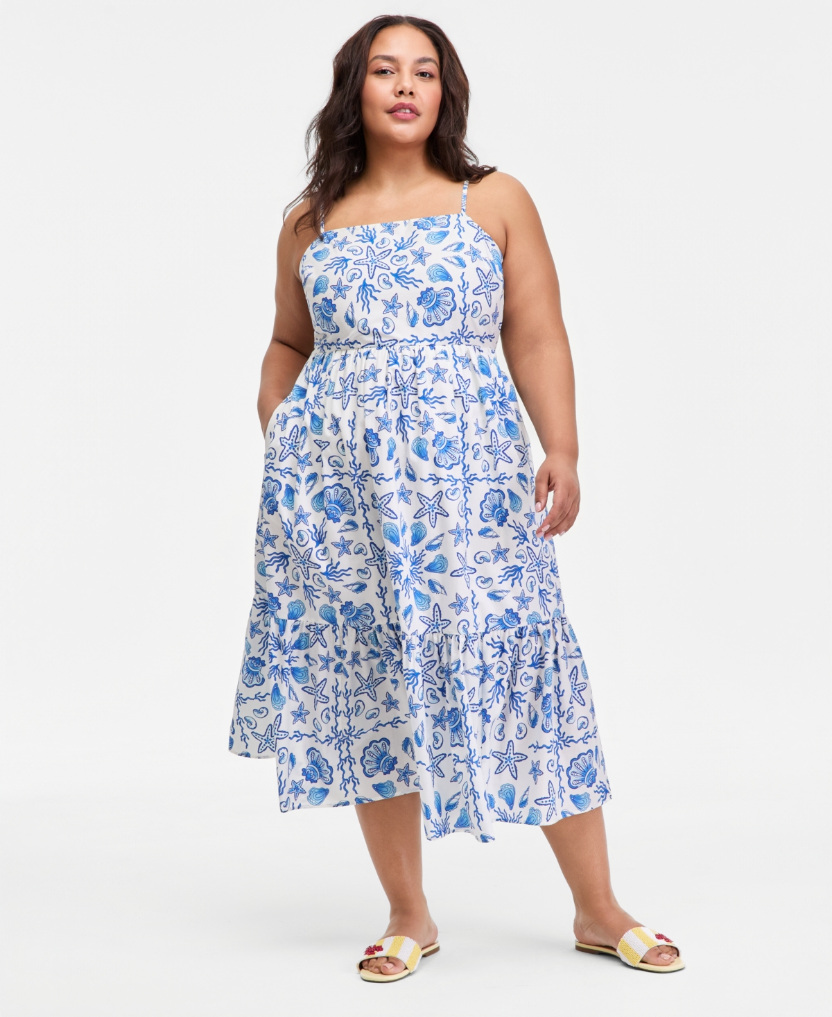 Click here for On 34th Trendy Plus Size Cotton Tiered Midi Dress... prices
