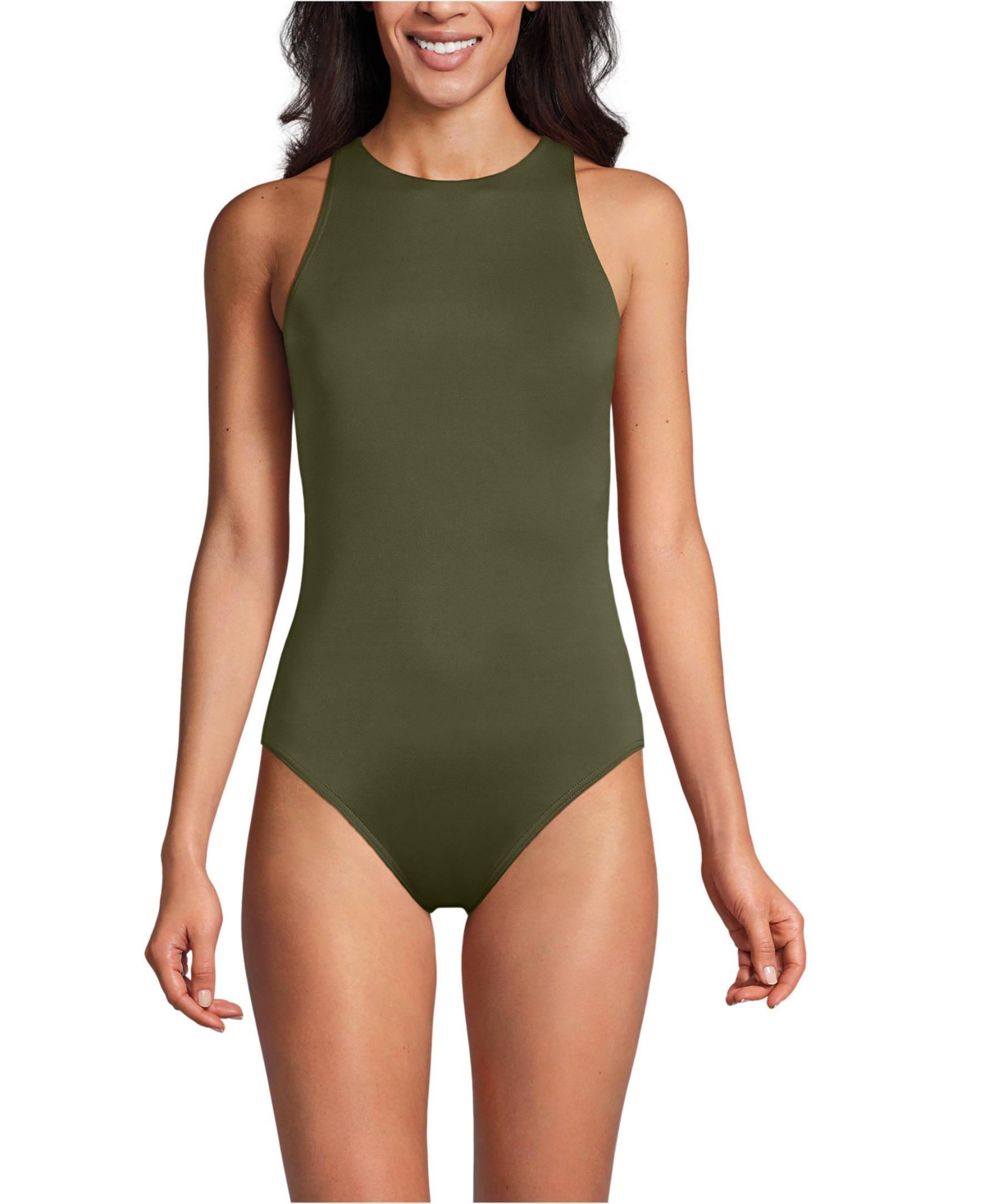 Click here for Lands End Womens Long Torso Tugless High Neck Port... prices