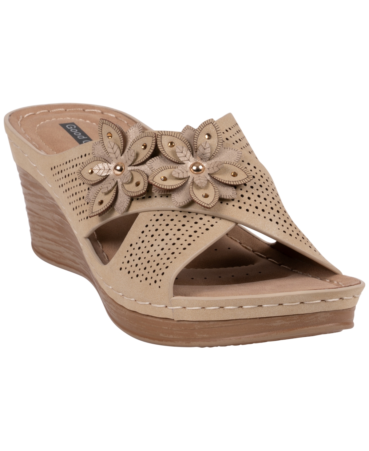 Click here for Gc Shoes Womens Nylie Floral Slip-On Wedge Sandals... prices