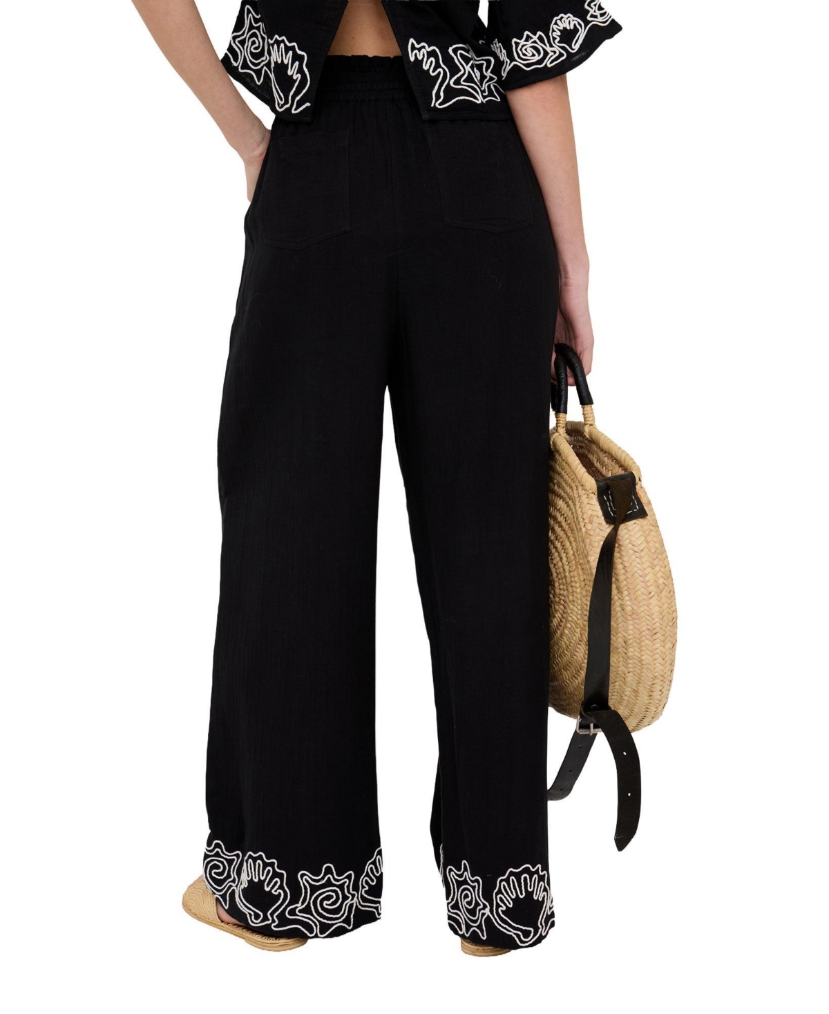 Click here for Raffya Womens Milly Wide Leg Embroidered Trouser -... prices
