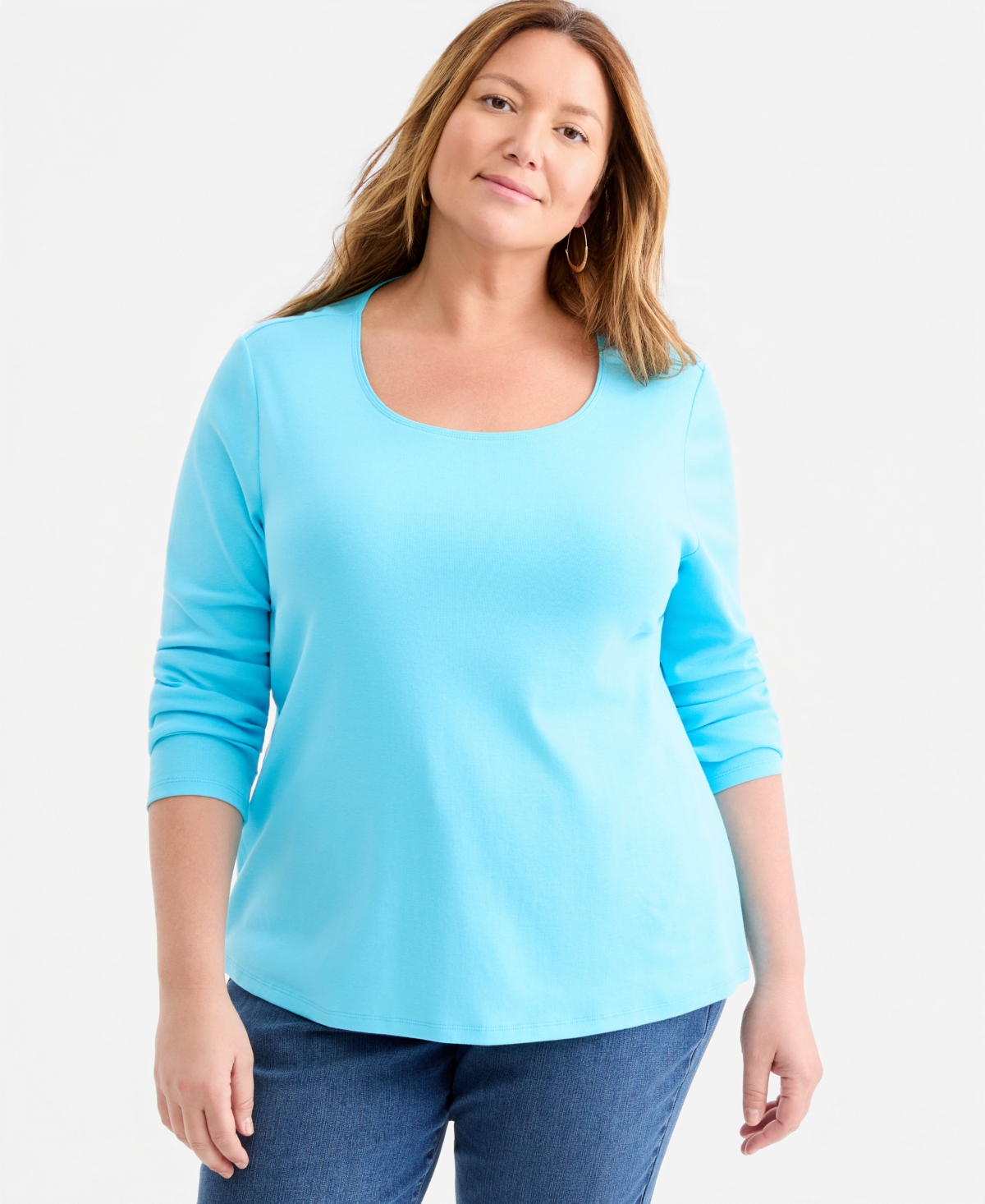 Click here for Style & Co Plus Size Scoop-Neck Long-Sleeve Top  E... prices