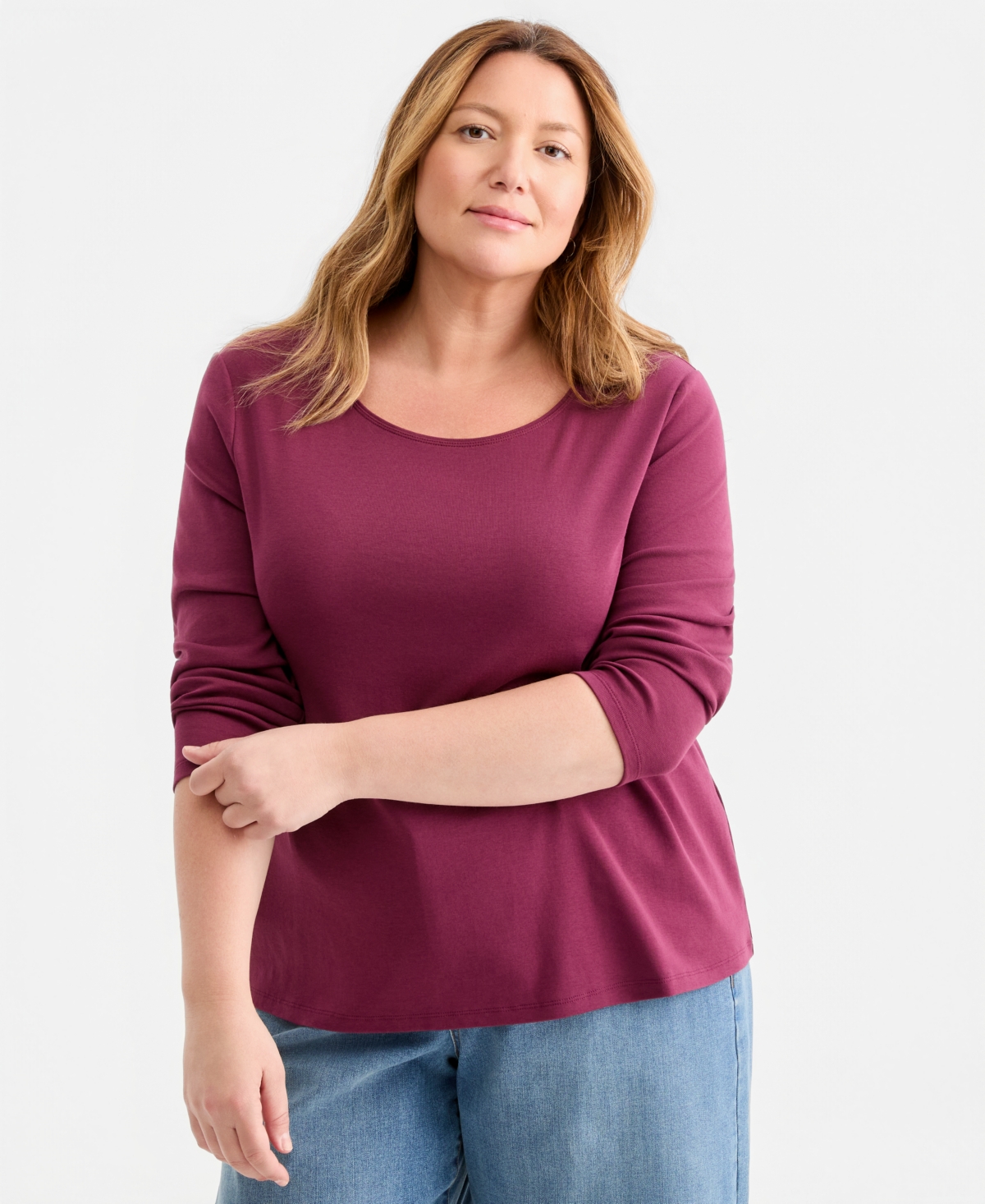 Click here for Style & Co Plus Size Scoop-Neck Long-Sleeve Top  E... prices