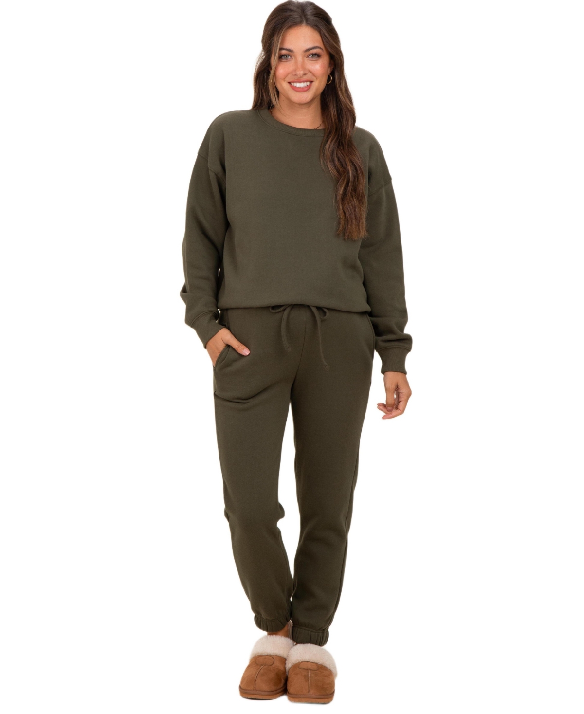 Click here for Pinkblush Womens Brown Fleece Long Sleeve Pullover... prices