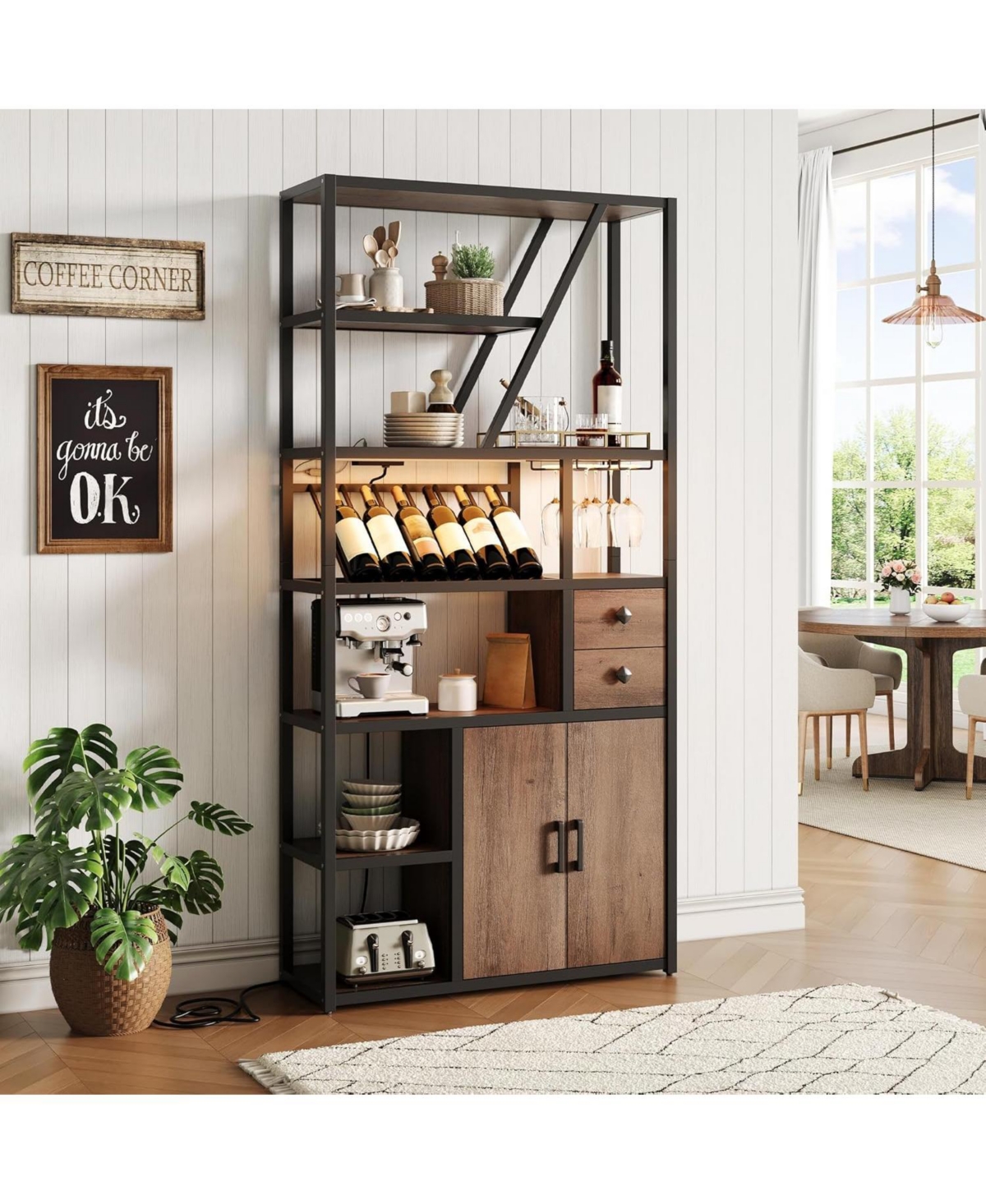 Click here for gaomon Bar Cabinet with Power Outlets  71.2"... prices