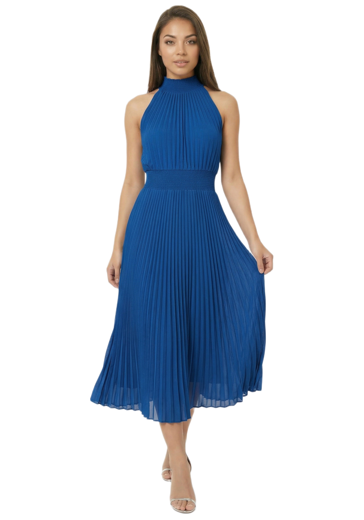 Click here for Bebe Womens Sleeveless Pleated Dress - Royal prices