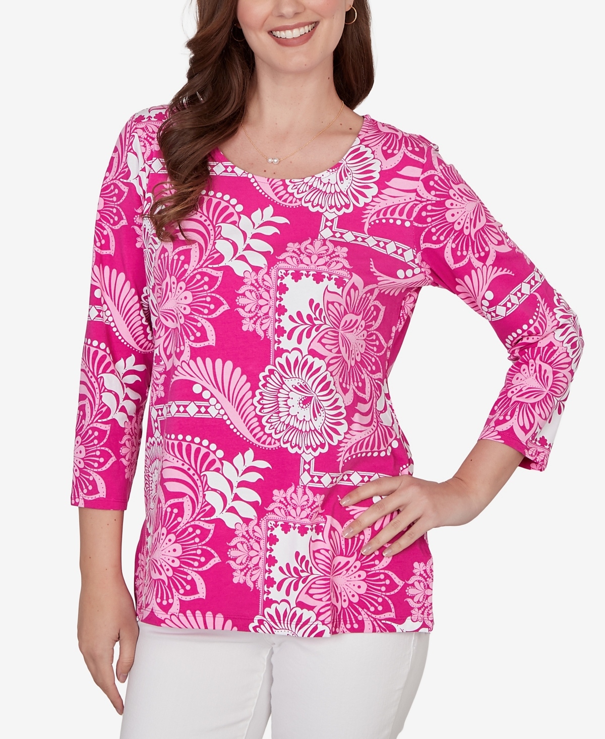 Click here for Ruby Rd. Plus Size Tropical Patchwork Scoop Neck K... prices