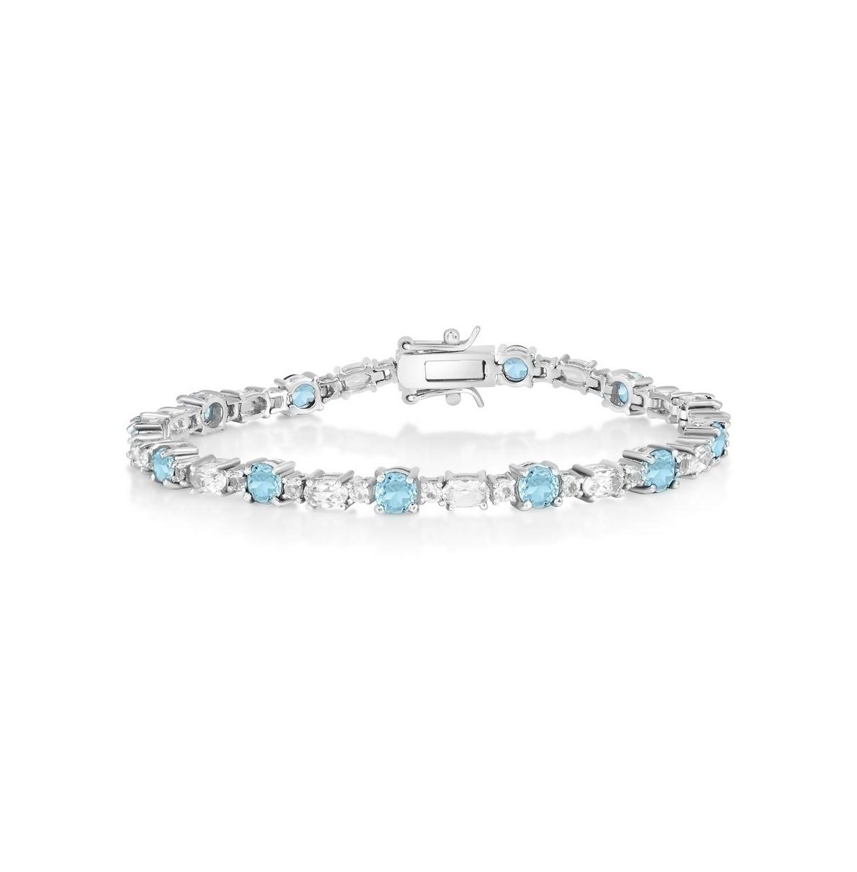 Click here for Simona Sterling Silver  Round & Oval Gem Bracelet... prices