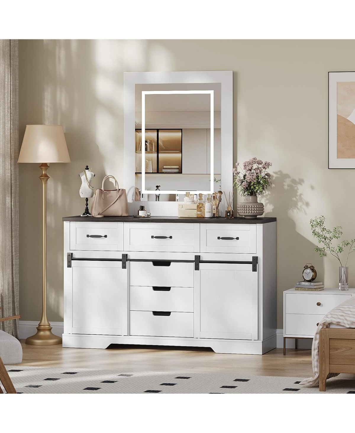 Click here for gaomon 6 Drawers Dresser with Led Light Farmhouse... prices