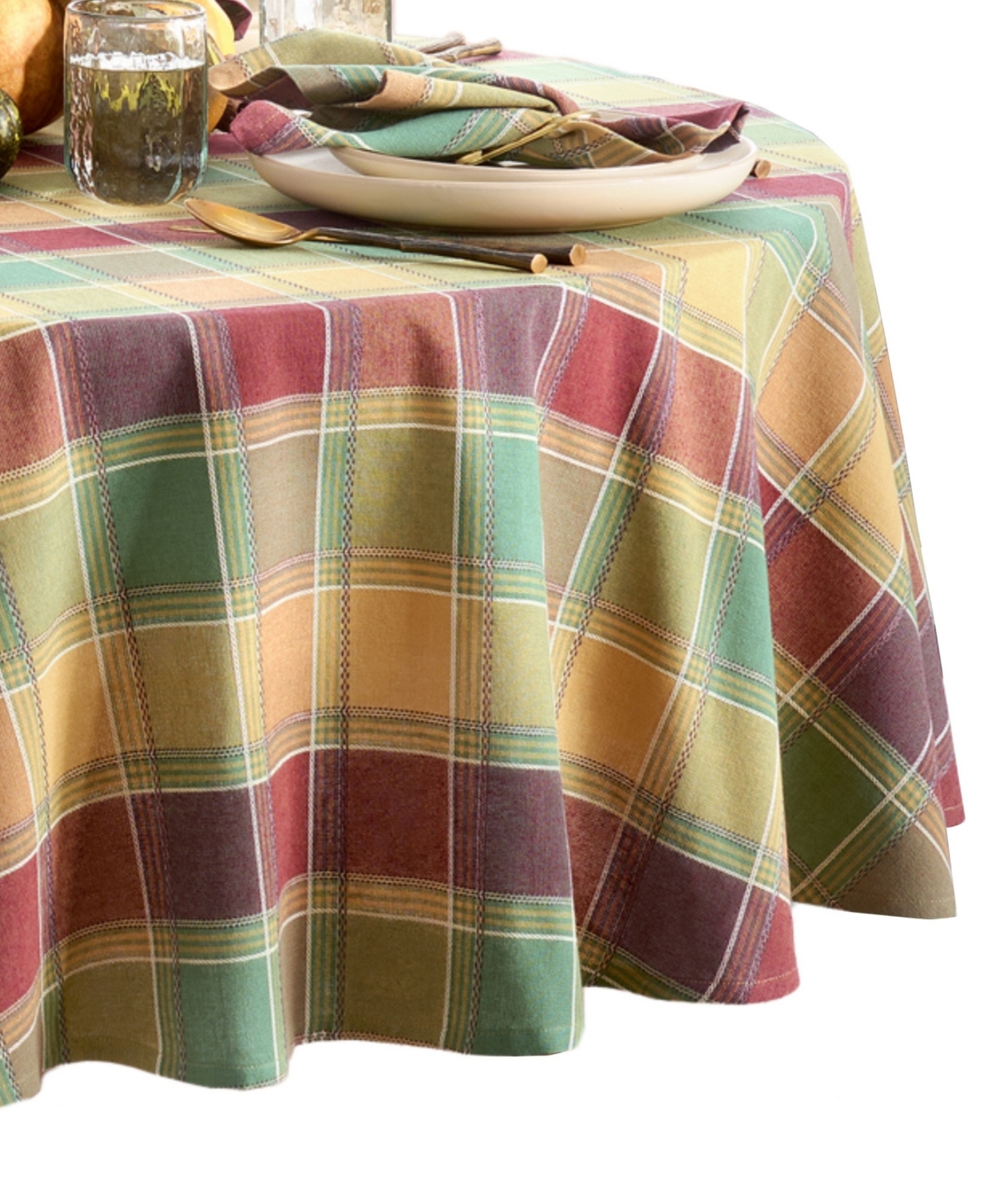 Click here for Elrene Autumn Acres Plaid Oval Tablecloth  60 x 84... prices