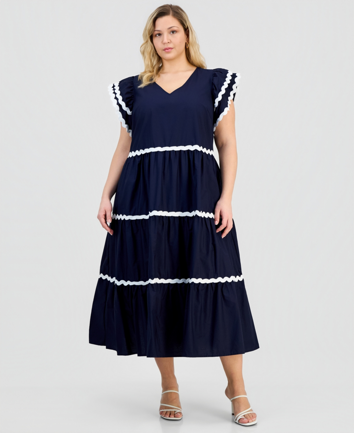 Click here for Robbie Bee Plus Size V-Neck Flutter-Sleeve Dress -... prices