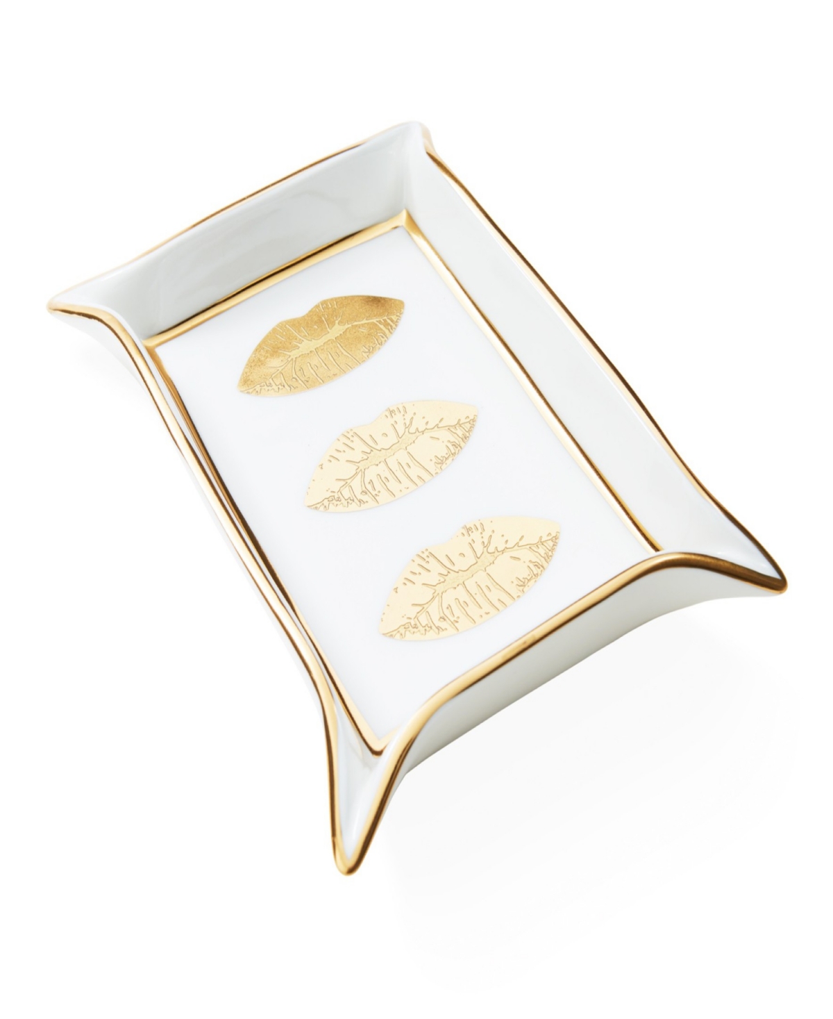 Jonathan Adler Lips 5 Valet Tray - White  Gold