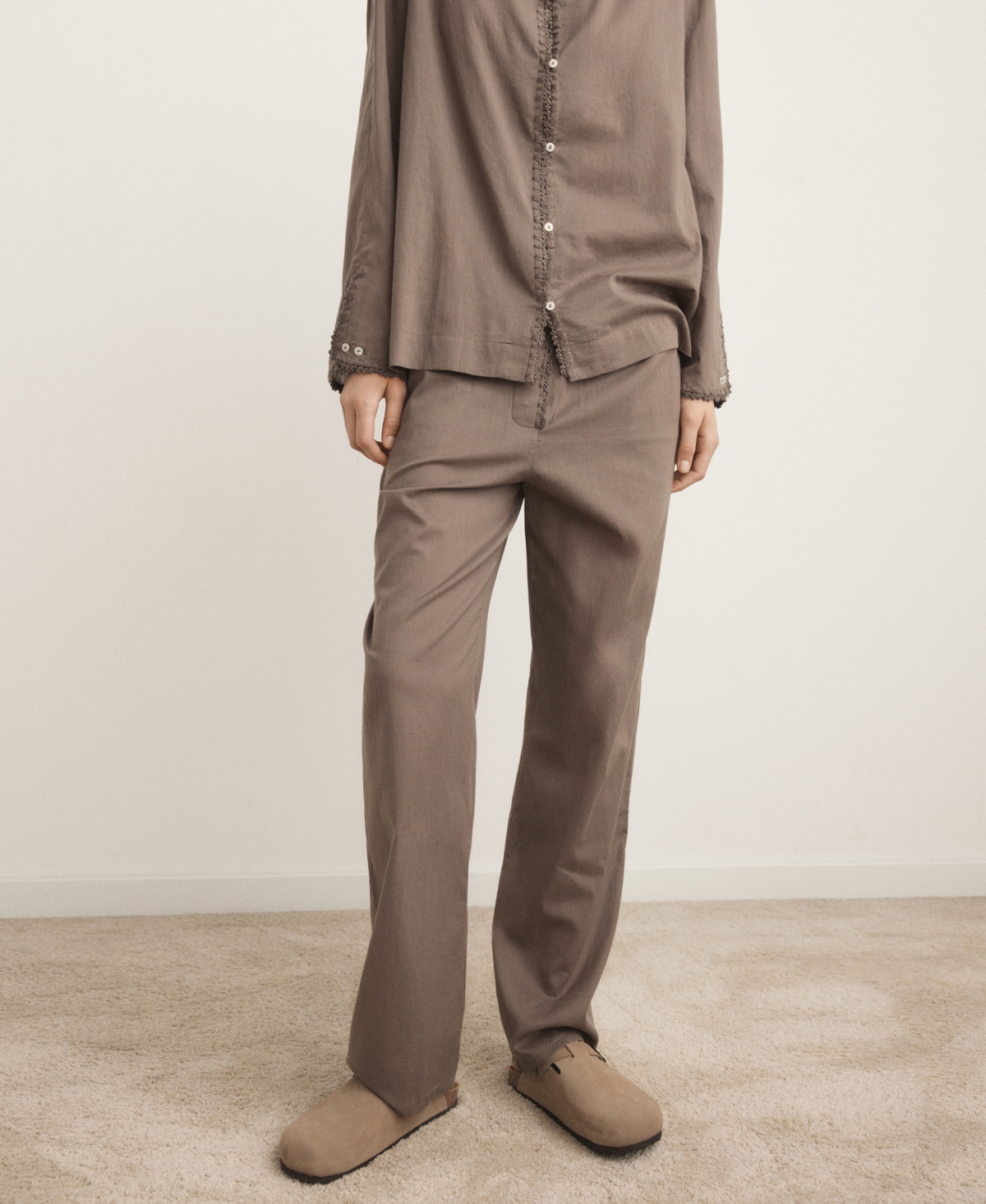 Click here for Mango Womens Long Cotton Pajama Pants - Medium Bro... prices